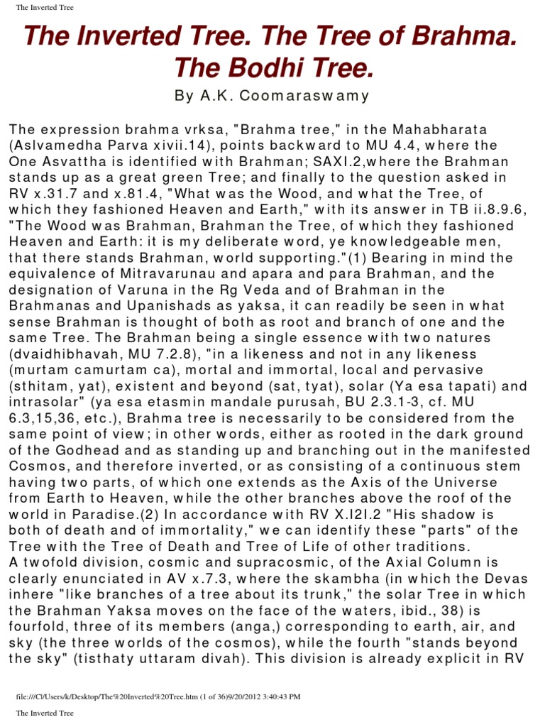 The Inverted Tree: The Tree of Brahma and the Bodhi Tree | PDF ...