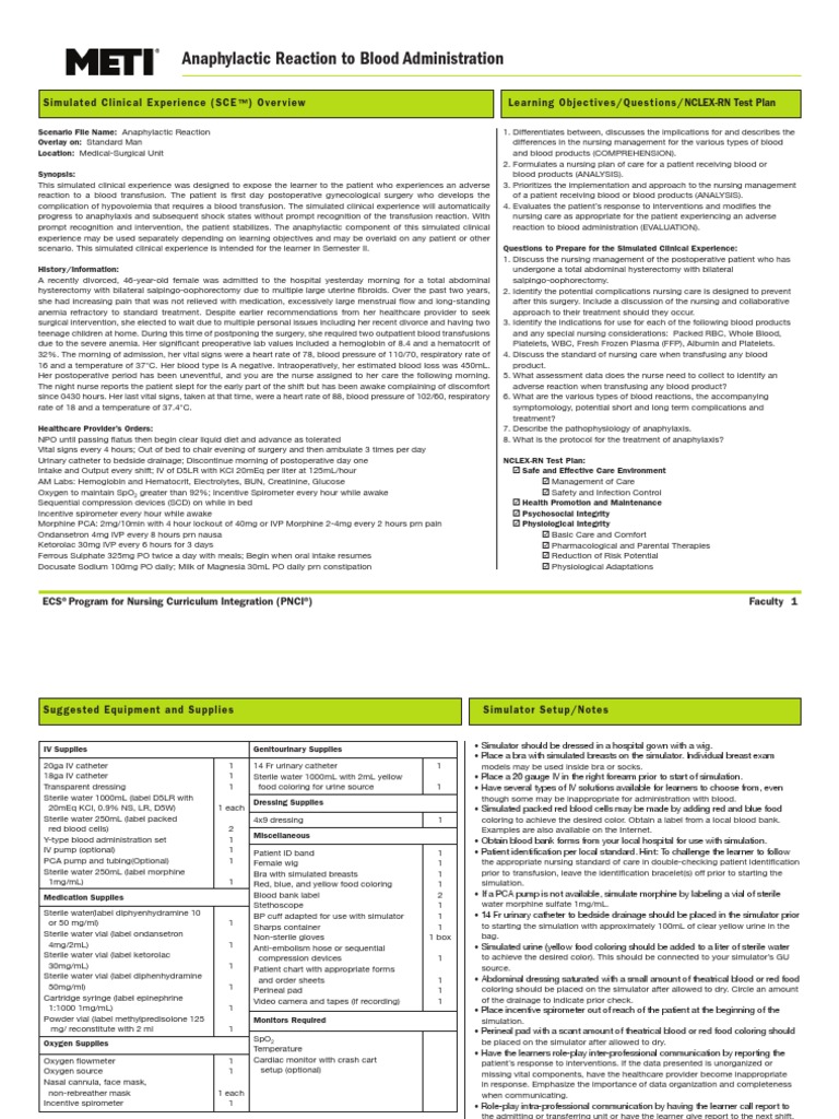 Anaphylactic Reaction | PDF | Intravenous Therapy | Blood Transfusion