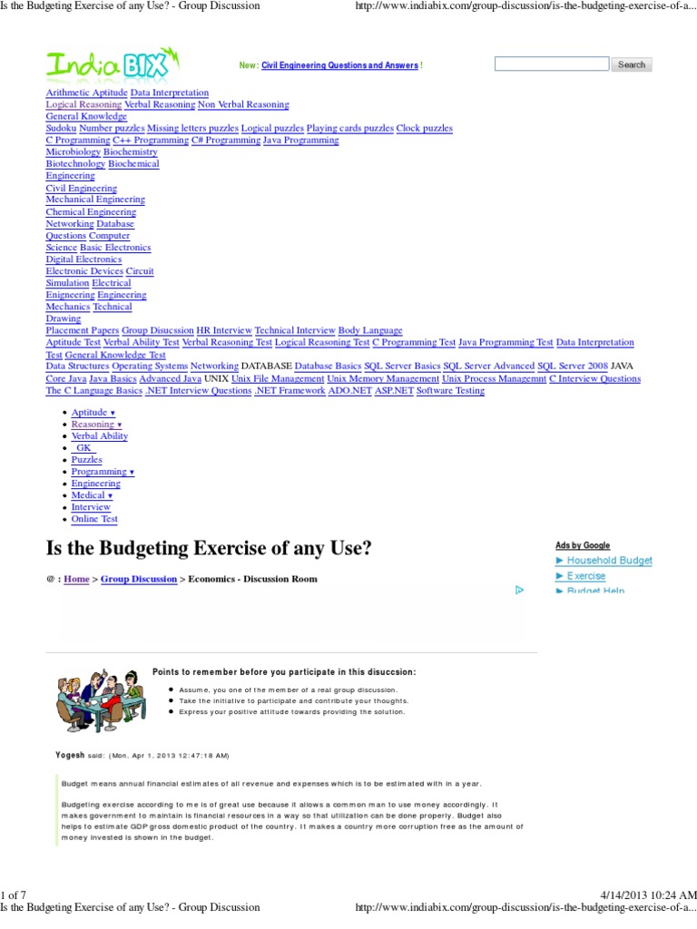 Is The Budgeting Exercise of Any Use - Group Discussion | PDF | Budget ...