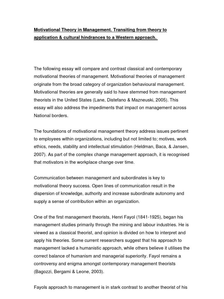Motivational Management Theories Explained | PDF | Motivation ...