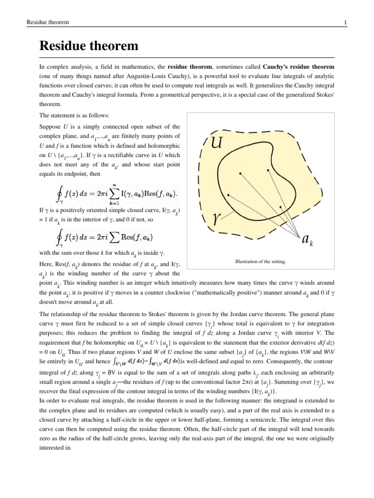 Residue Theorem PDF | PDF | Mathematical Relations | Theoretical Physics