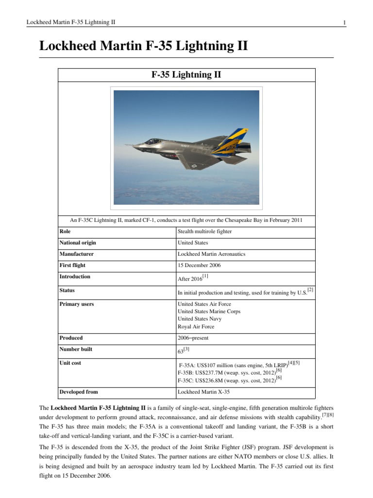 Lockheed Martin F 35 Lightning II | PDF