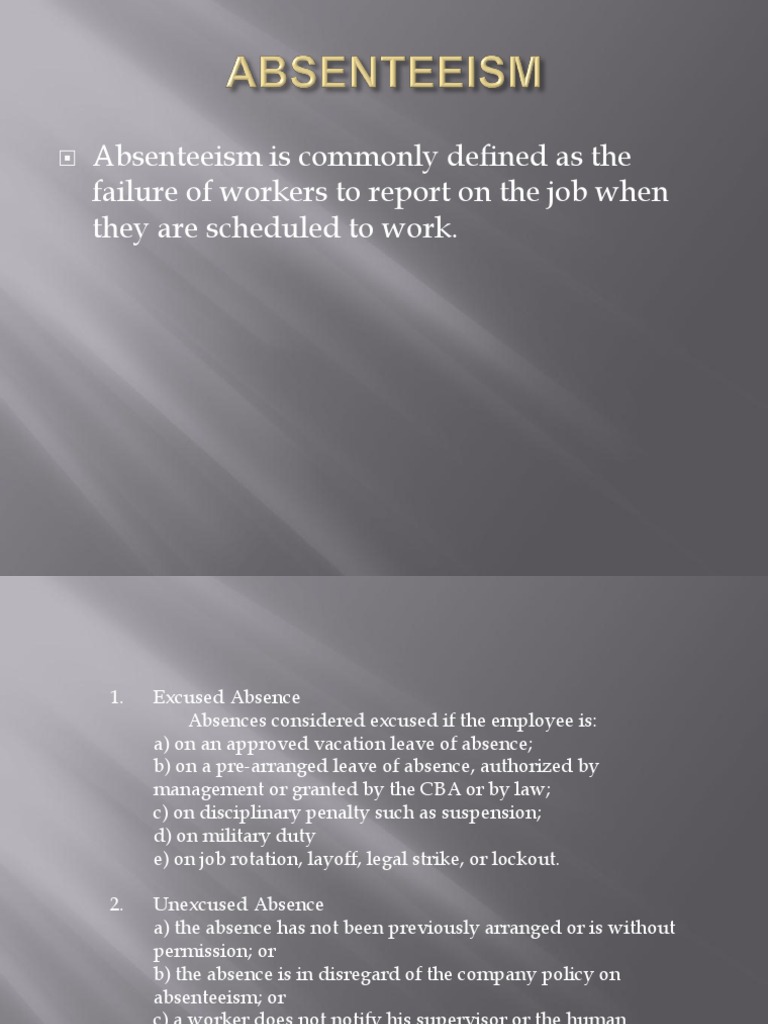 Understanding Absenteeism: Causes & Types | PDF