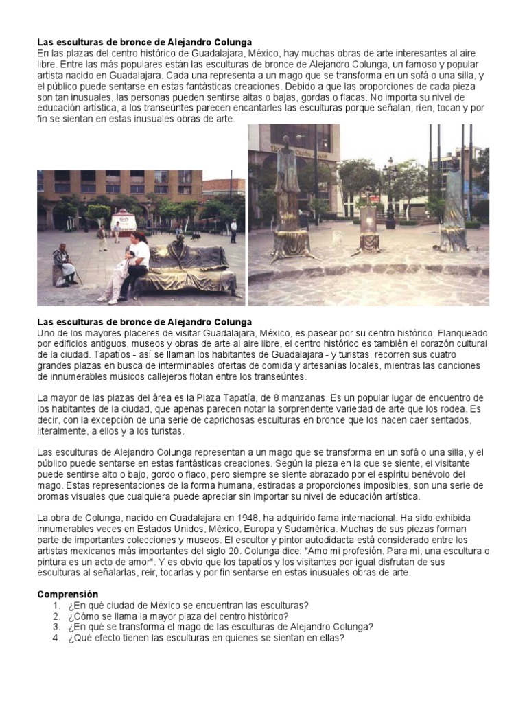 Las esculturas de bronce de Alejandro Colunga en Guadalajara | PDF ...