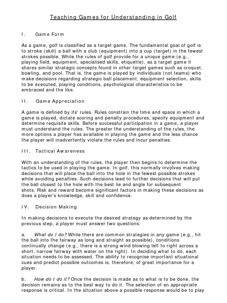 Teaching Golf Through Game Understanding | PDF | Epistemology ...