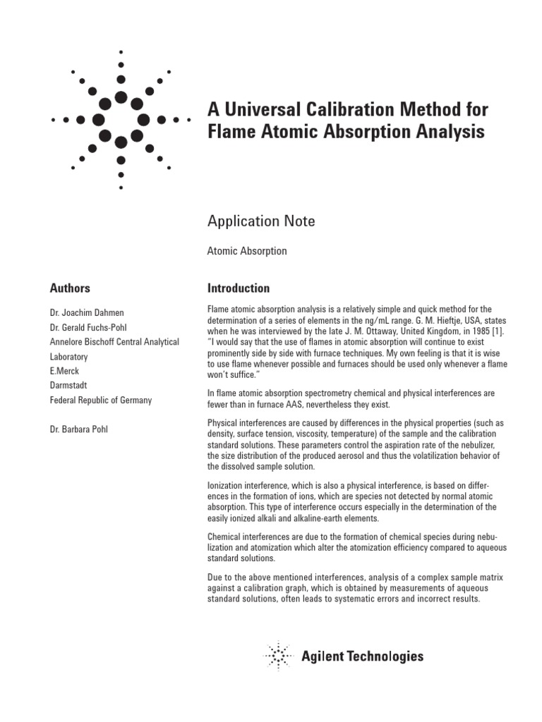 Agilent AAS Calibration Method | PDF | Atomic Absorption Spectroscopy ...
