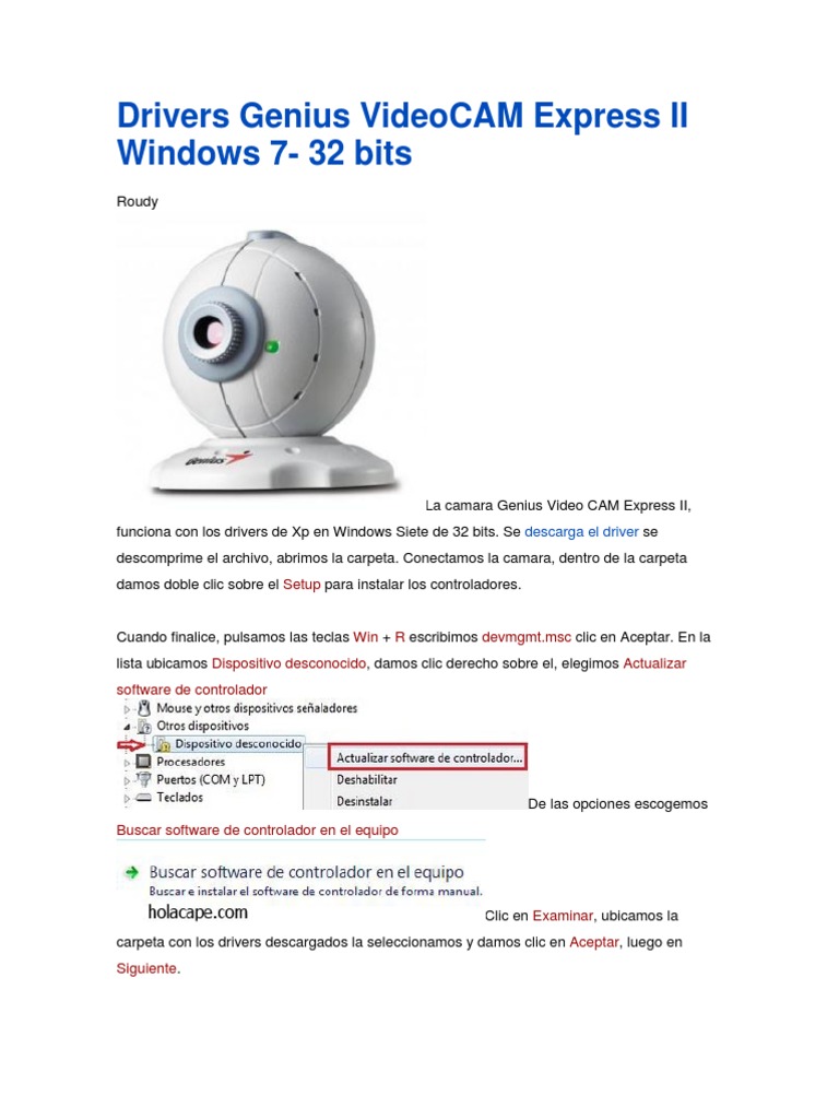Como Instalar Webcam-Genius | PDF | Juegos y actividades | Tecnología e ...