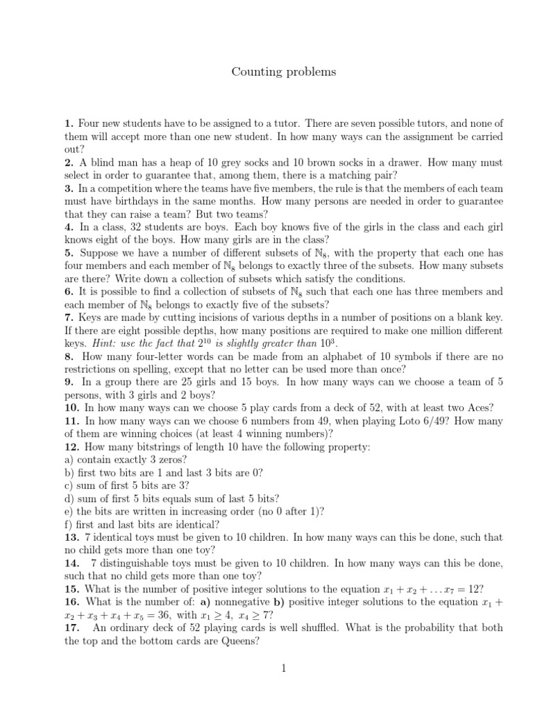 Counting | PDF | Integer | Discrete Mathematics