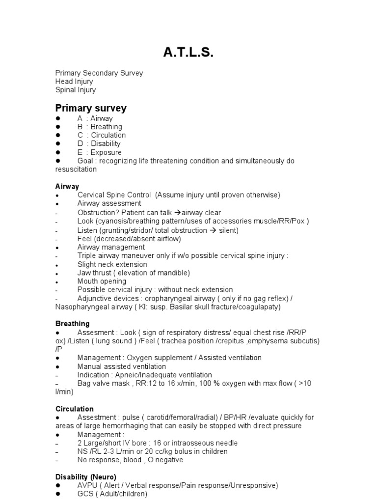 ATLS | PDF | Traumatic Brain Injury | Thorax