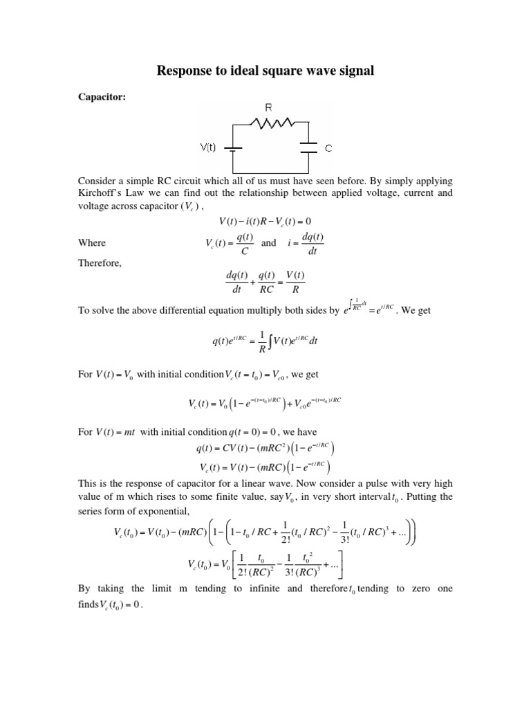 Capacitor Response To Square Wave | PDF | Analog Circuits | Electronic Circuits