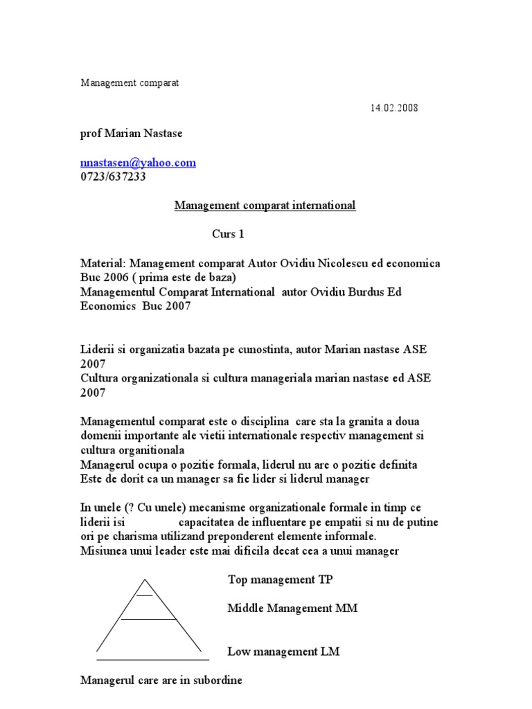 Management Comparat | PDF