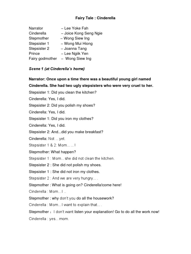Cinderella Play Script | PDF | Cinderella | Leisure