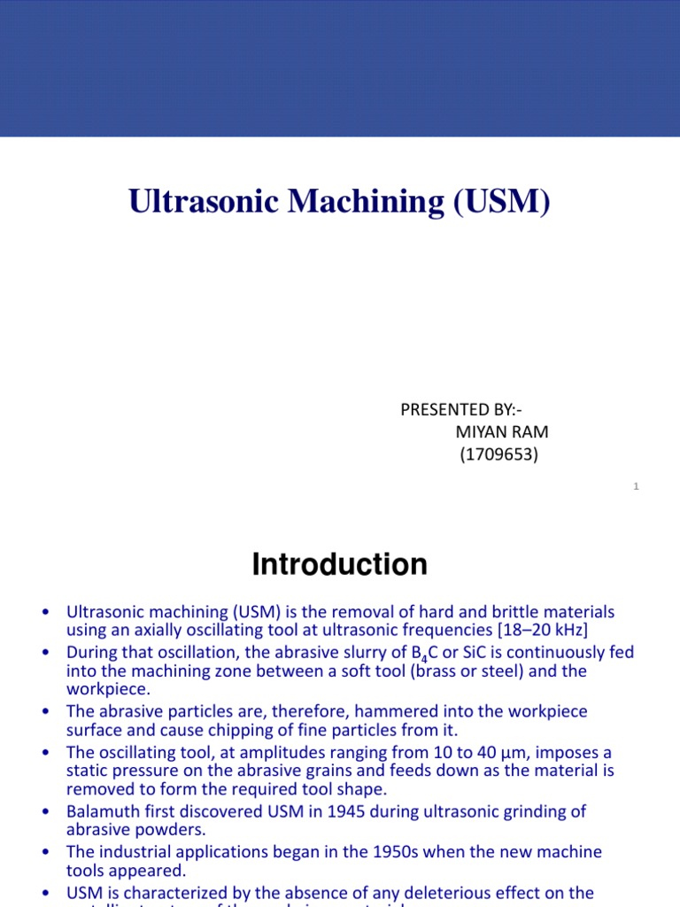 Ultrasonic Machining: Tools and Techniques | PDF | Machining | Metalworking