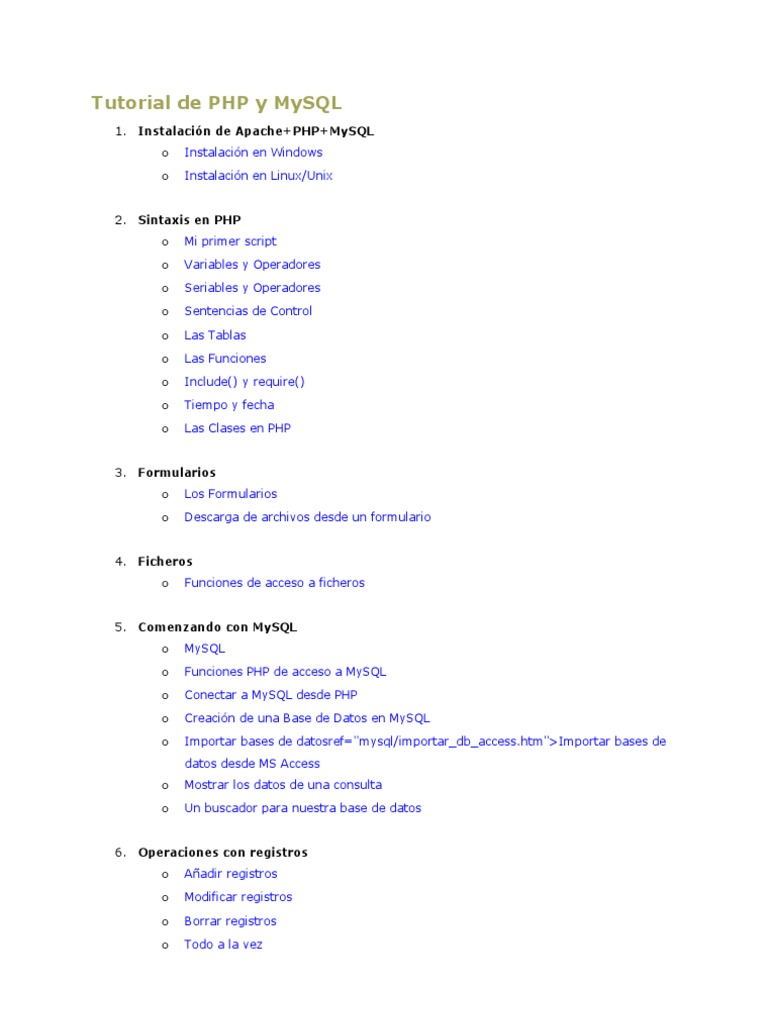 PHP y Mysql | PDF | Php | Servidor HTTP Apache