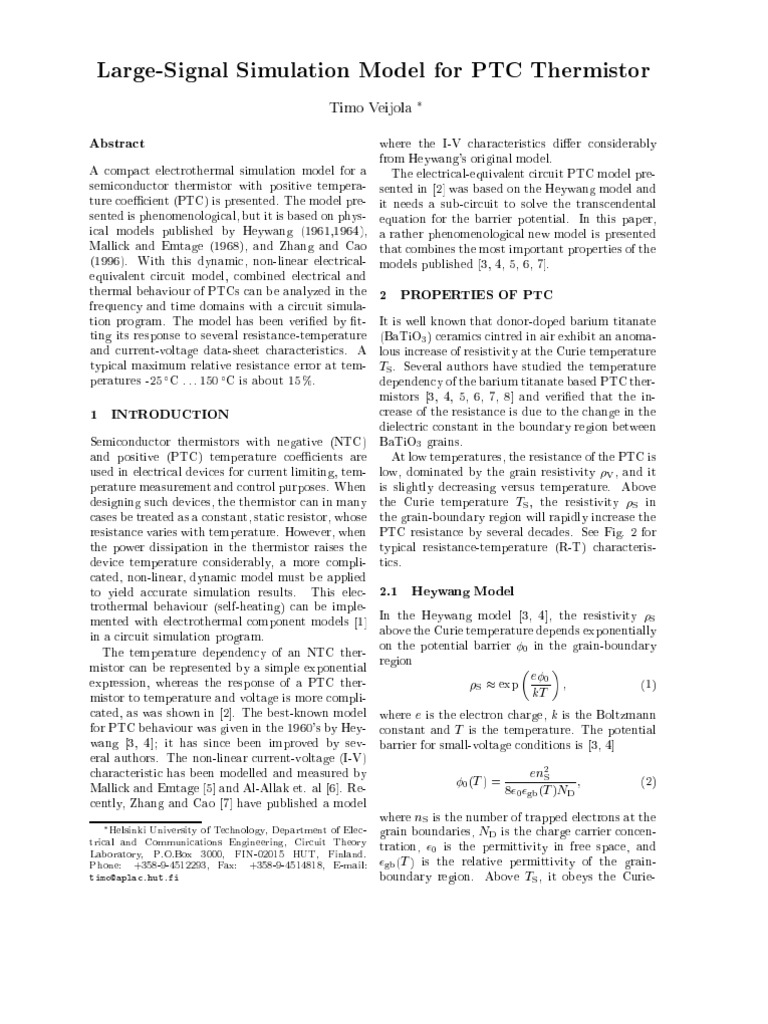 PTC | PDF | Electrical Resistance And Conductance | Electronic Engineering