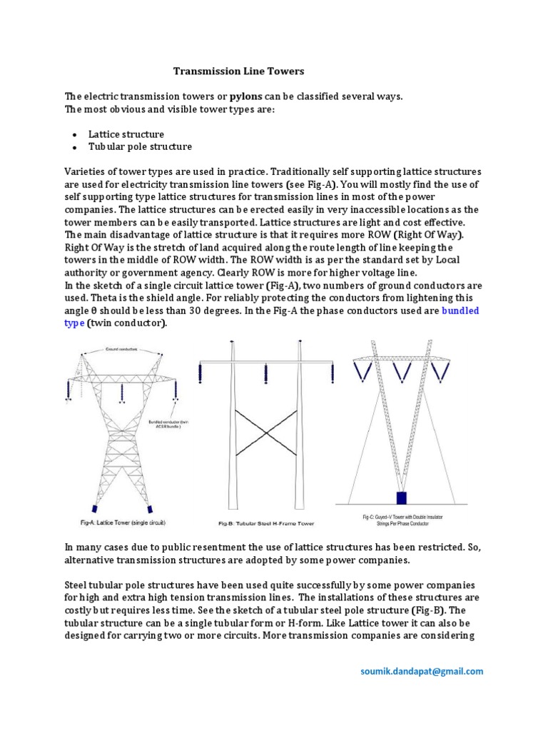 Types of Transmission Line Towers | PDF | Physical Quantities | Electricity