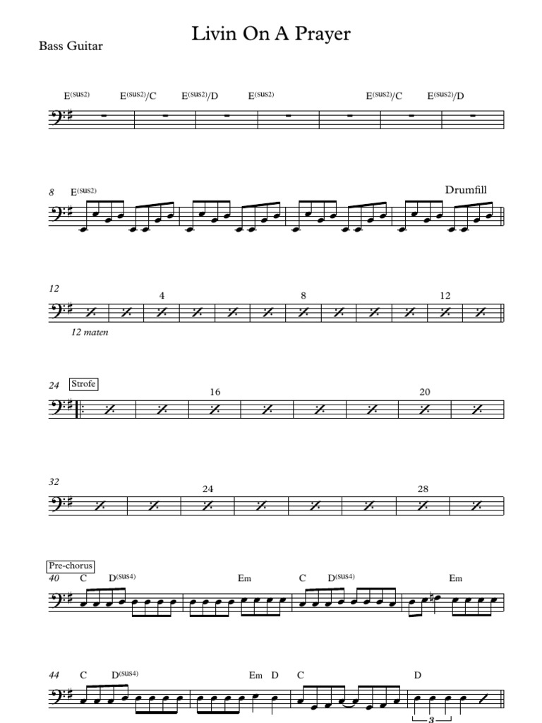 Livin On A Prayer - Bass Guitar | PDF | Art