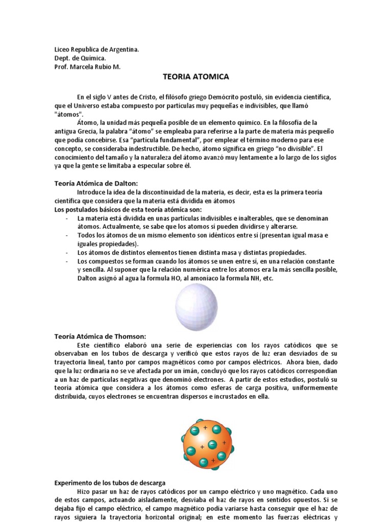 Guia de Teoria Atomica | Descargar gratis PDF | Átomos | Núcleo atómico