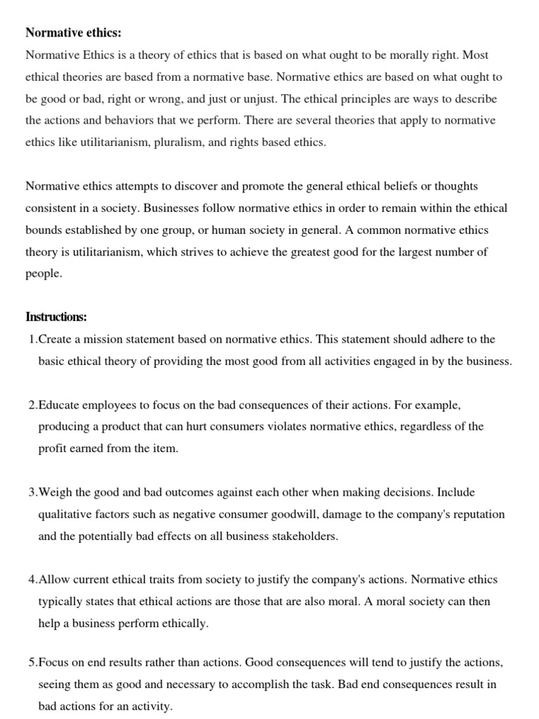 Understanding Normative Ethics in Business | PDF