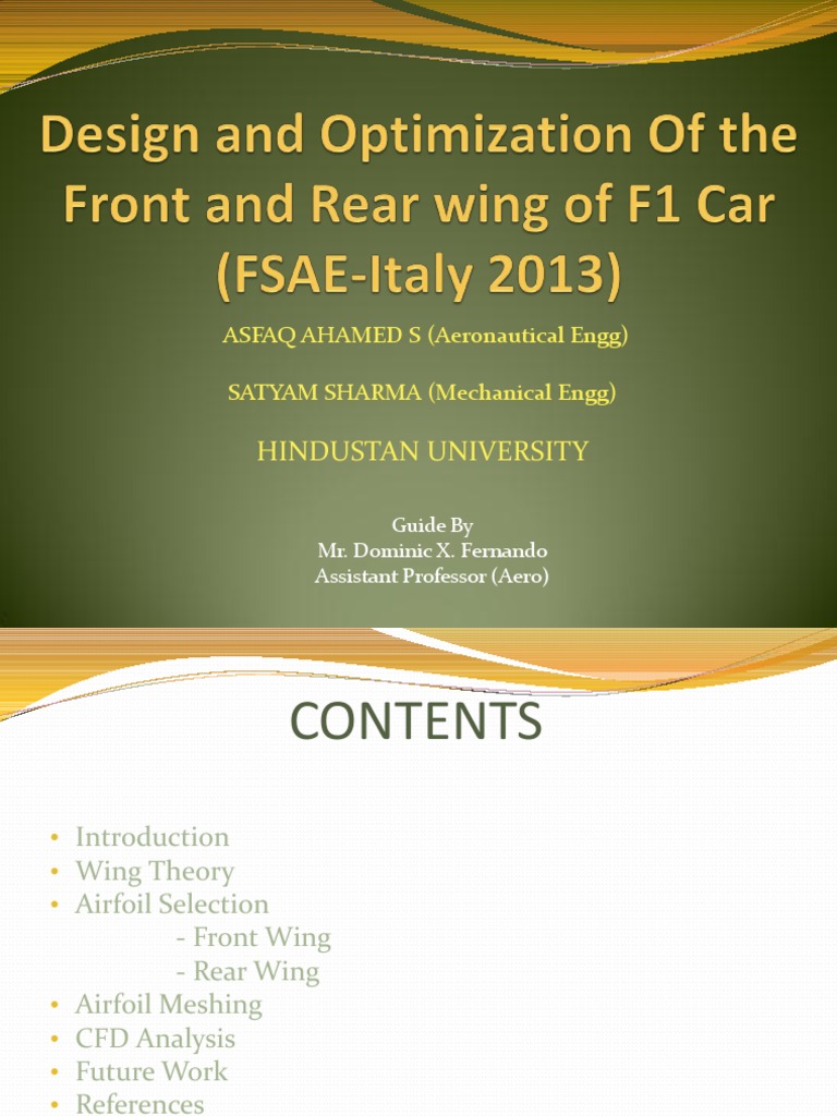 Design and Optimization of The Front and Rear Wing of An F1 Car | PDF ...