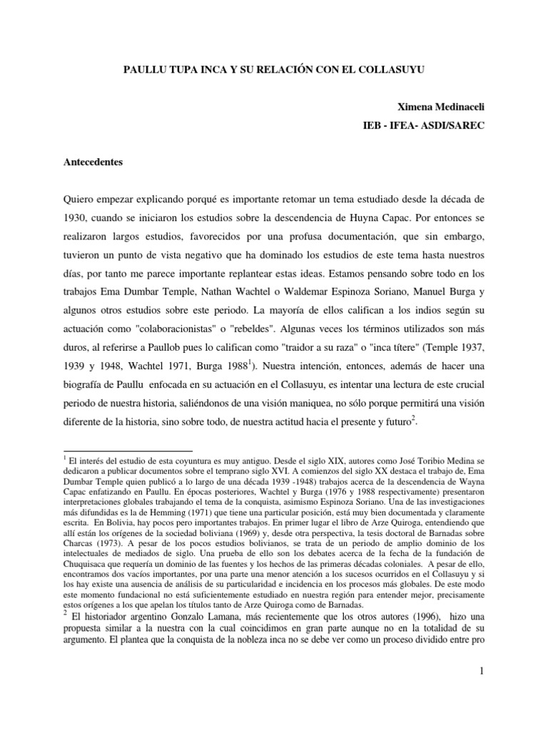 La influyente figura de Paullu Tupa Inca en el Collasuyu y su rol como ...