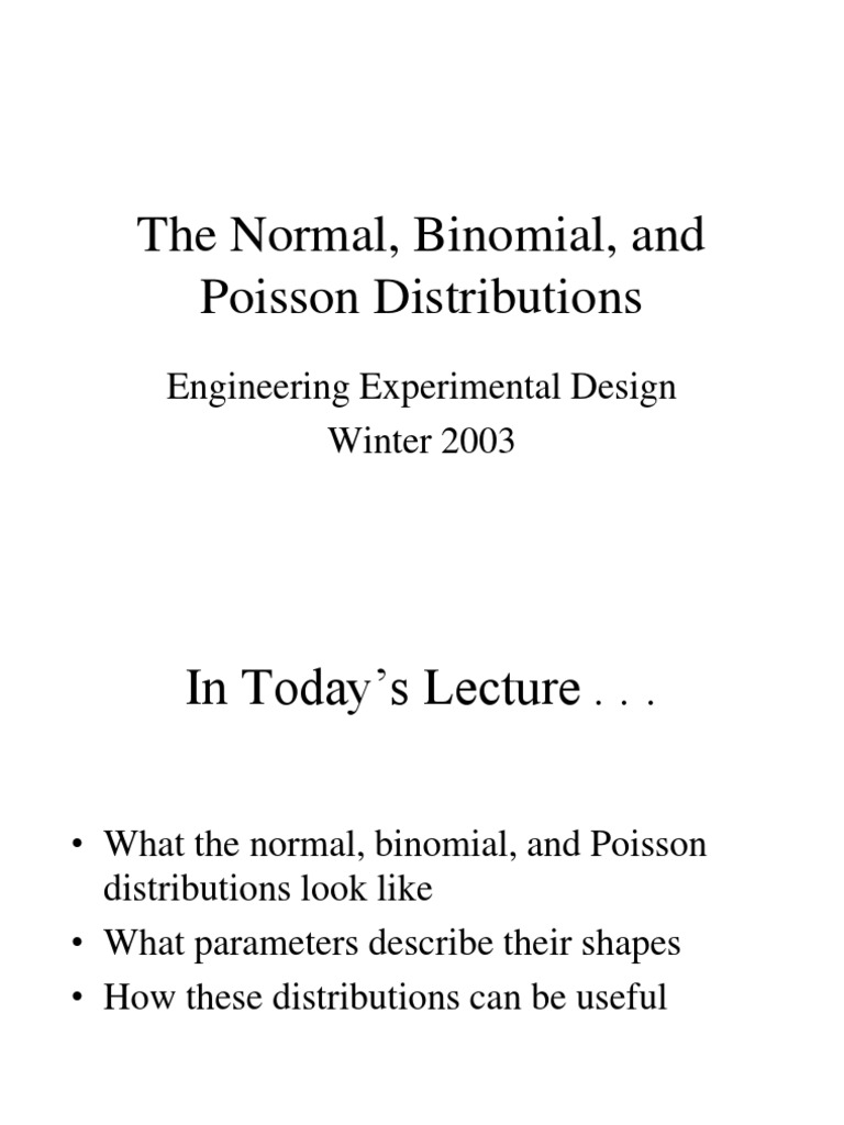 The Normal Binomial and Poisson Distributions | PDF | Probability ...