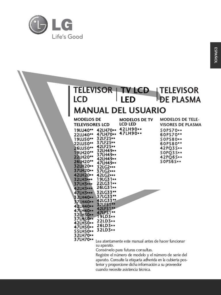 Manual TV LG 37LH3000 - ZA PDF | PDF | Hdmi | USB