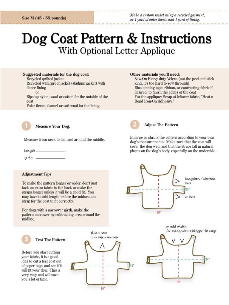 Dog Coat Pattern | PDF | Seam (Sewing) | Sewing