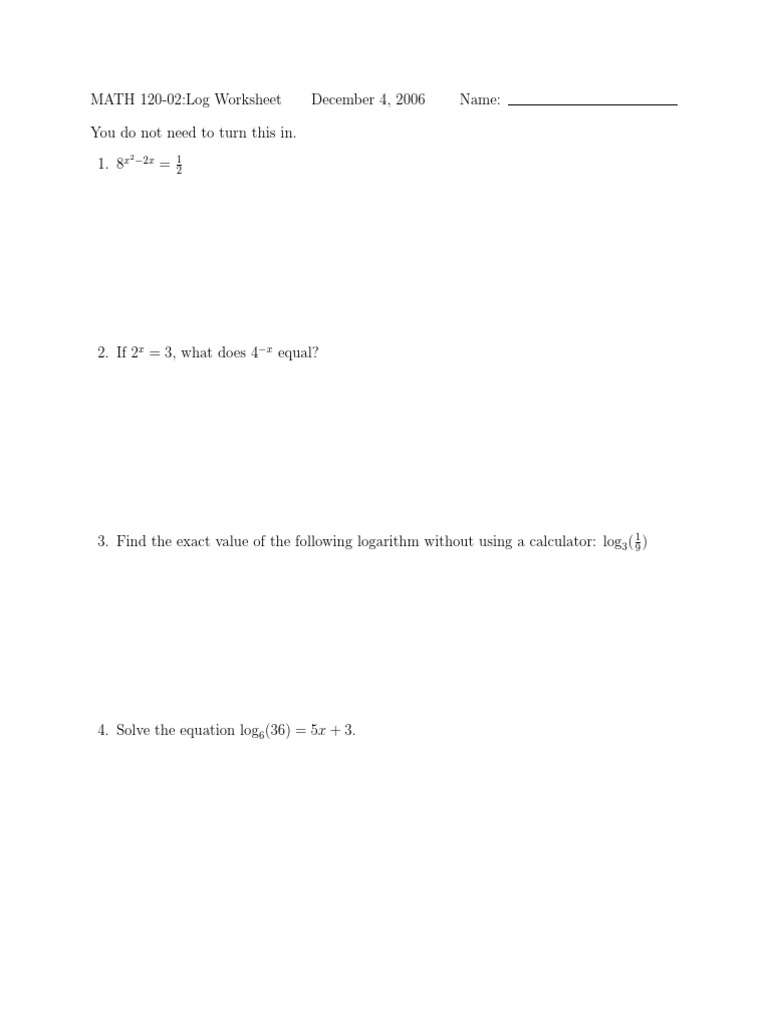 Logworksheet 2 | PDF