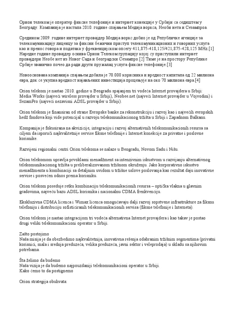 Orion Telekom | PDF