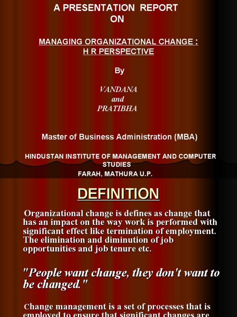 Managing Organizational Change H R Perspective: and Pratibha | Download ...