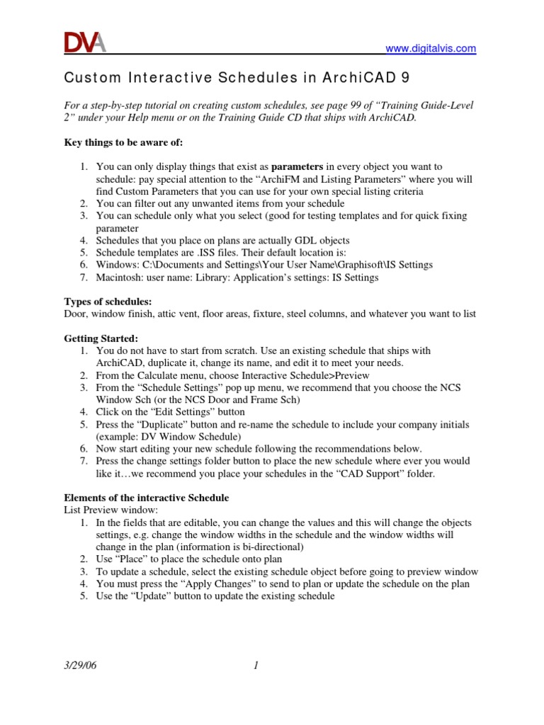 Custom Interactive Schedules in Archicad 9 | PDF | Tab (Gui) | Computer ...