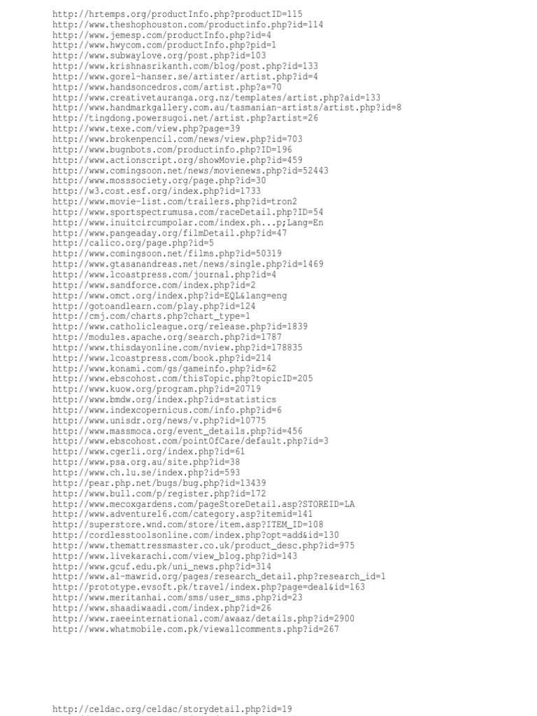 SQL Vulnerable Sites 10 | PDF