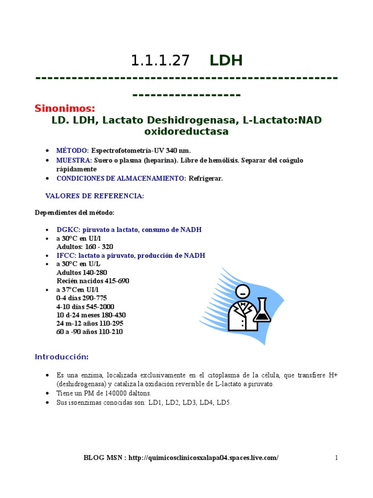 Análisis de LDH y sus Isoenzimas | PDF | Lactato deshidrogenasa ...