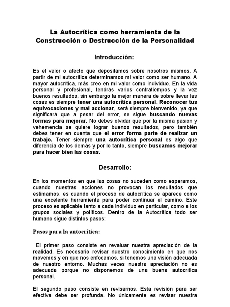 Autocrítica | PDF | Comportamiento | Realidad