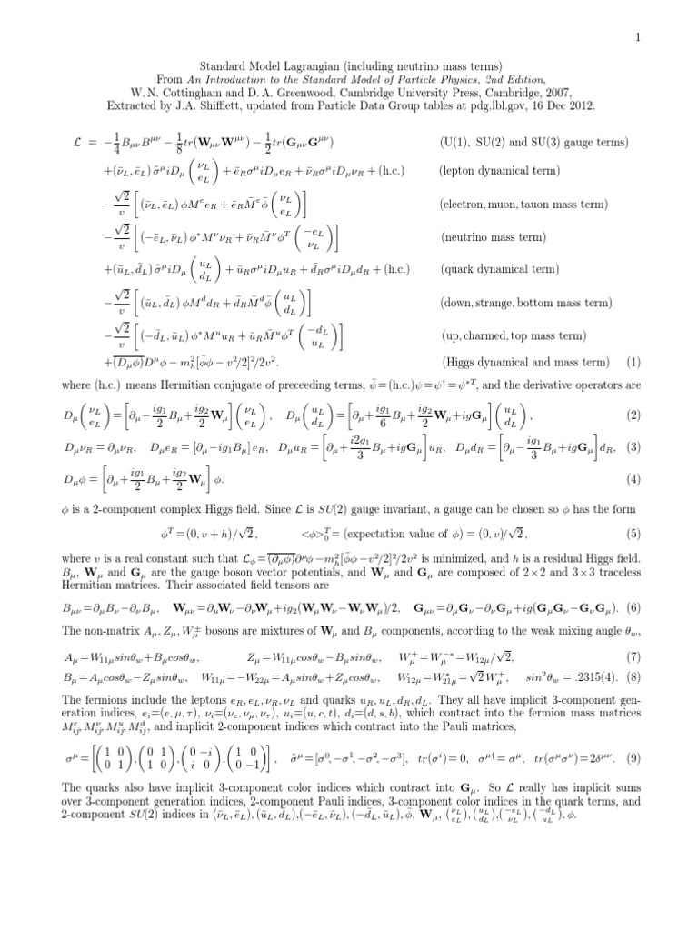 Standard Model Lagrangian | Download Free PDF | Standard Model ...