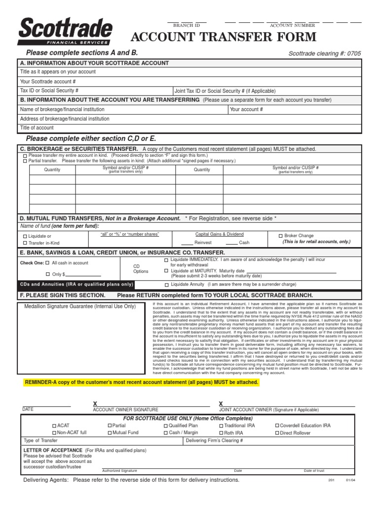 Scottrade - Acct Xfer Form | PDF | Debits And Credits | Individual ...