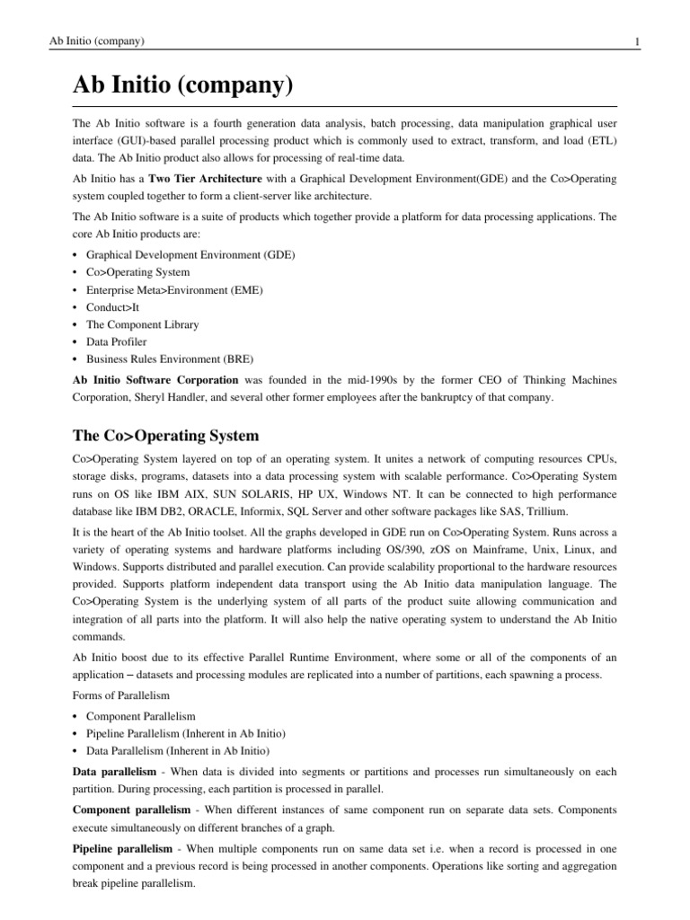 Ab Initio (Company) | PDF | Operating System | Component Based Software ...