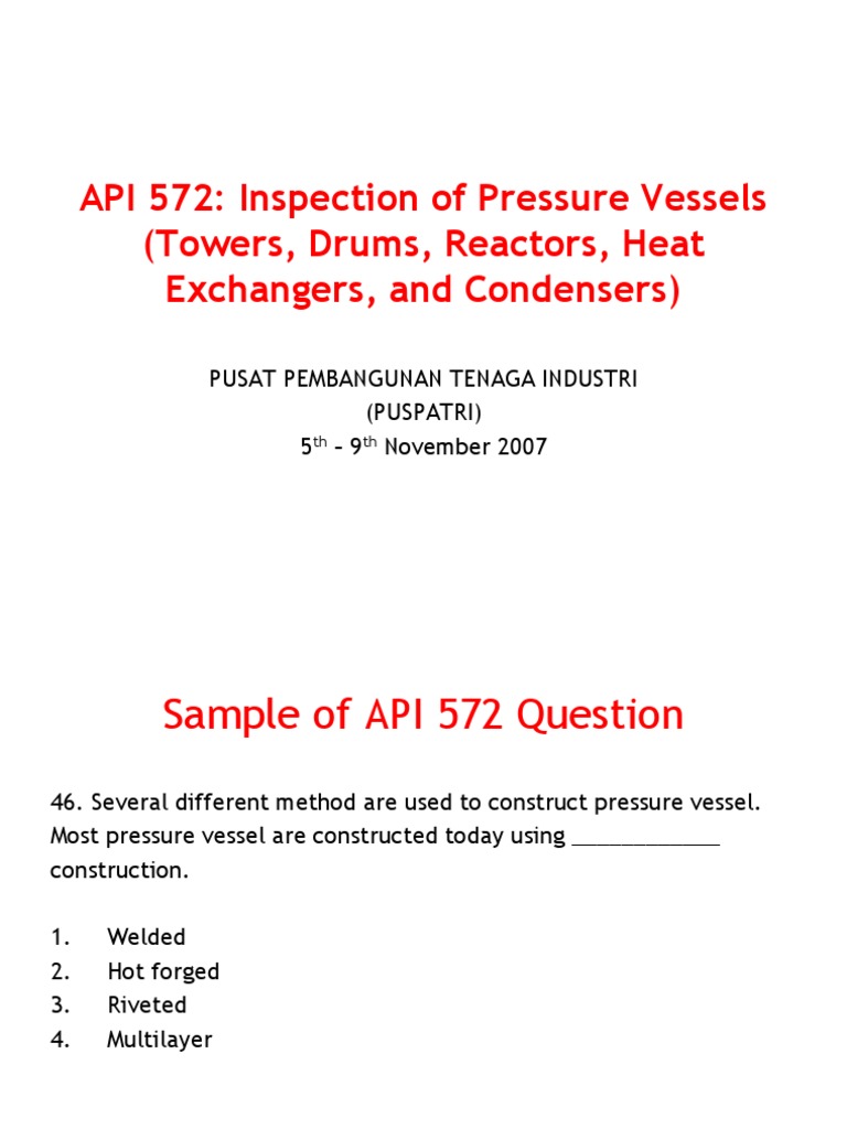 API 572 Practise Question | PDF | Corrosion | Heat Exchanger