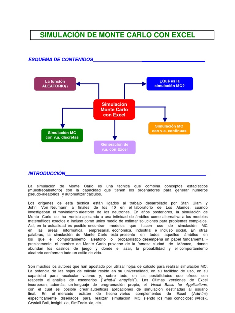 Simulacion Montecarlo Con Excel | PDF | Método Monte Carlo ...