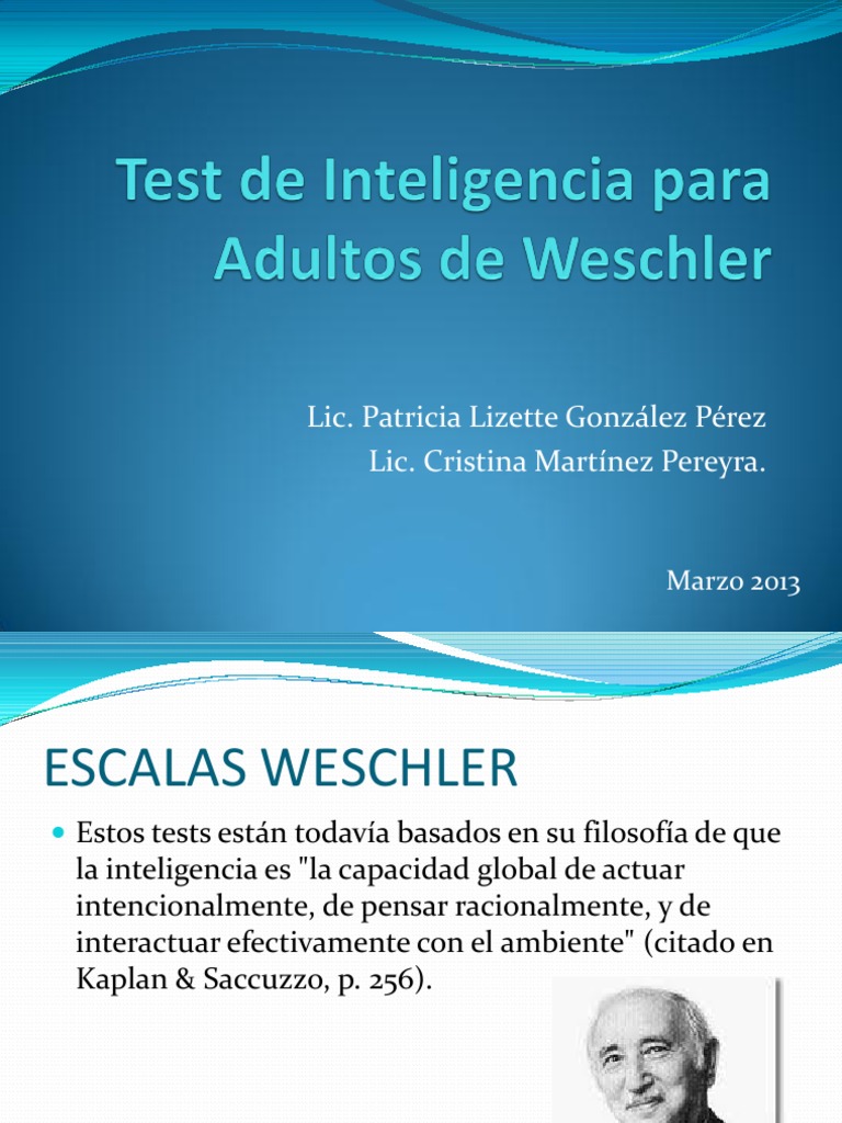 Descripción general de las Escalas de Inteligencia de Wechsler para Adultos (WAIS) | PDF
