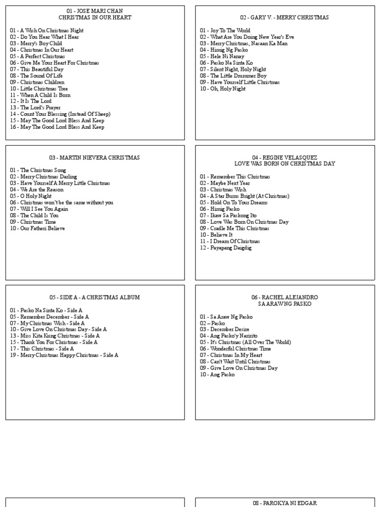Xmas List | PDF | Christmas Music | Christian Songs