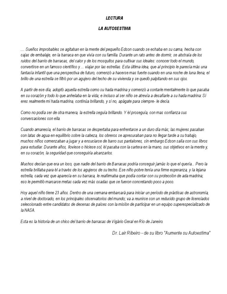 Lectura Autoestima | PDF