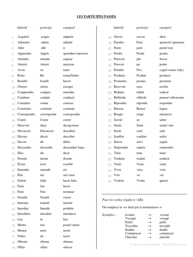 Guide des Participes Passés en Français | PDF