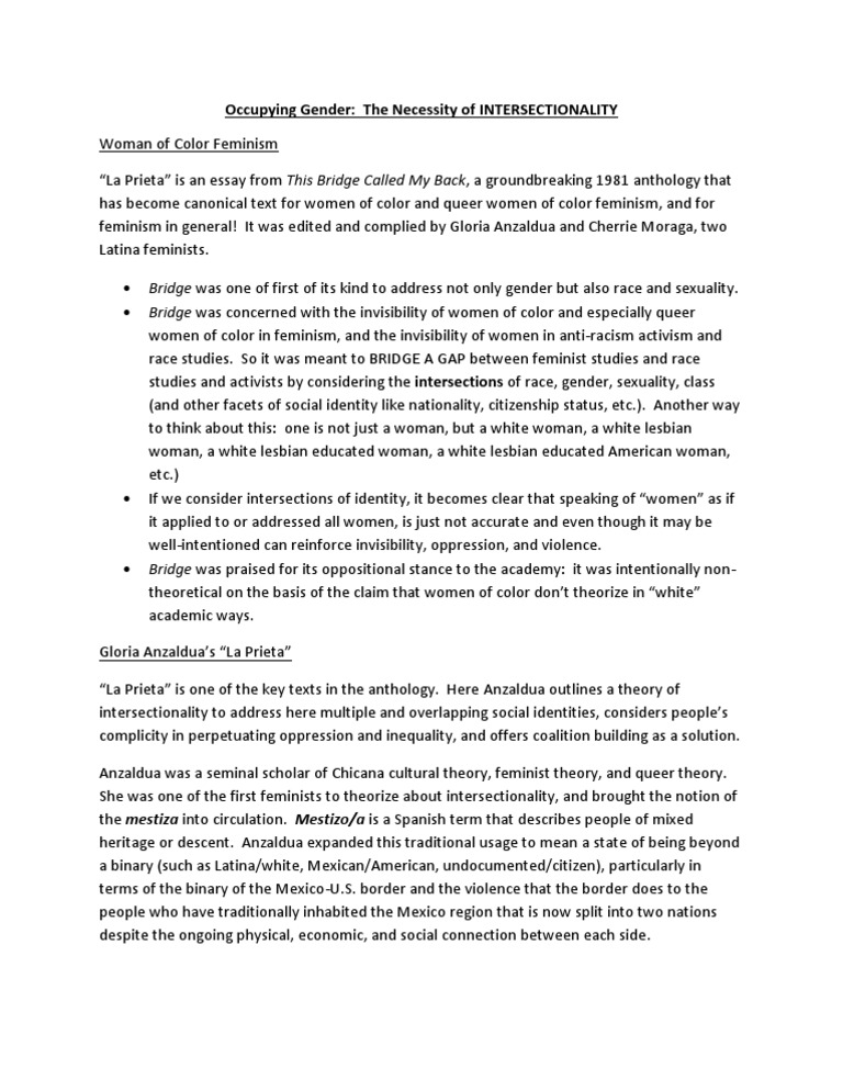 La Prieta Handout | PDF | Intersectionality | Feminism