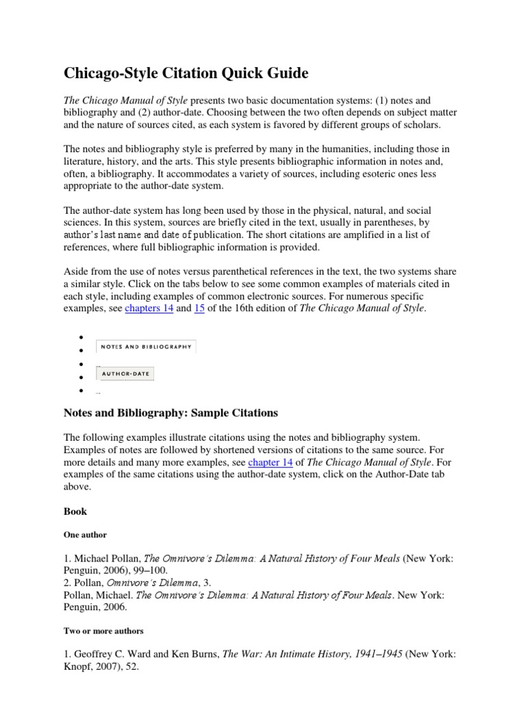 Chicago-Style Citation Quick Guide: The Chicago Manual of Style ...