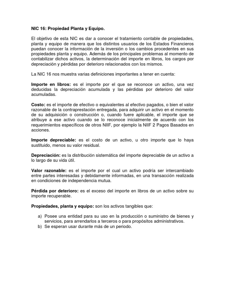 NIC 16 Informacion Mas Ejemplos | PDF | Depreciación | normas internacionales de INFORMACION ...