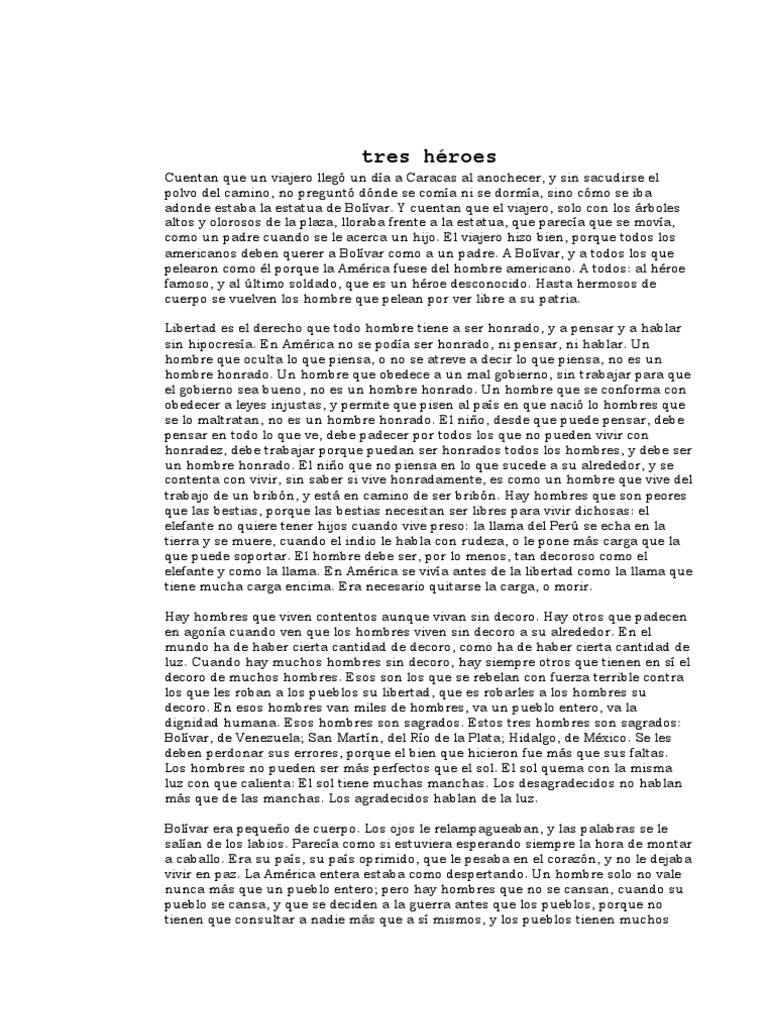 Tres Héroes - JOSE MARTI | PDF | Agitación | Conflicto armado