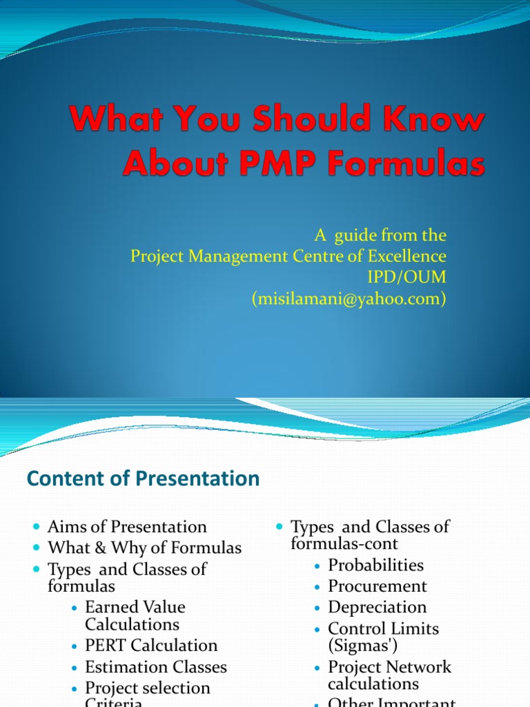What You Should Know About PMP Formulas | PDF | Standard Deviation ...