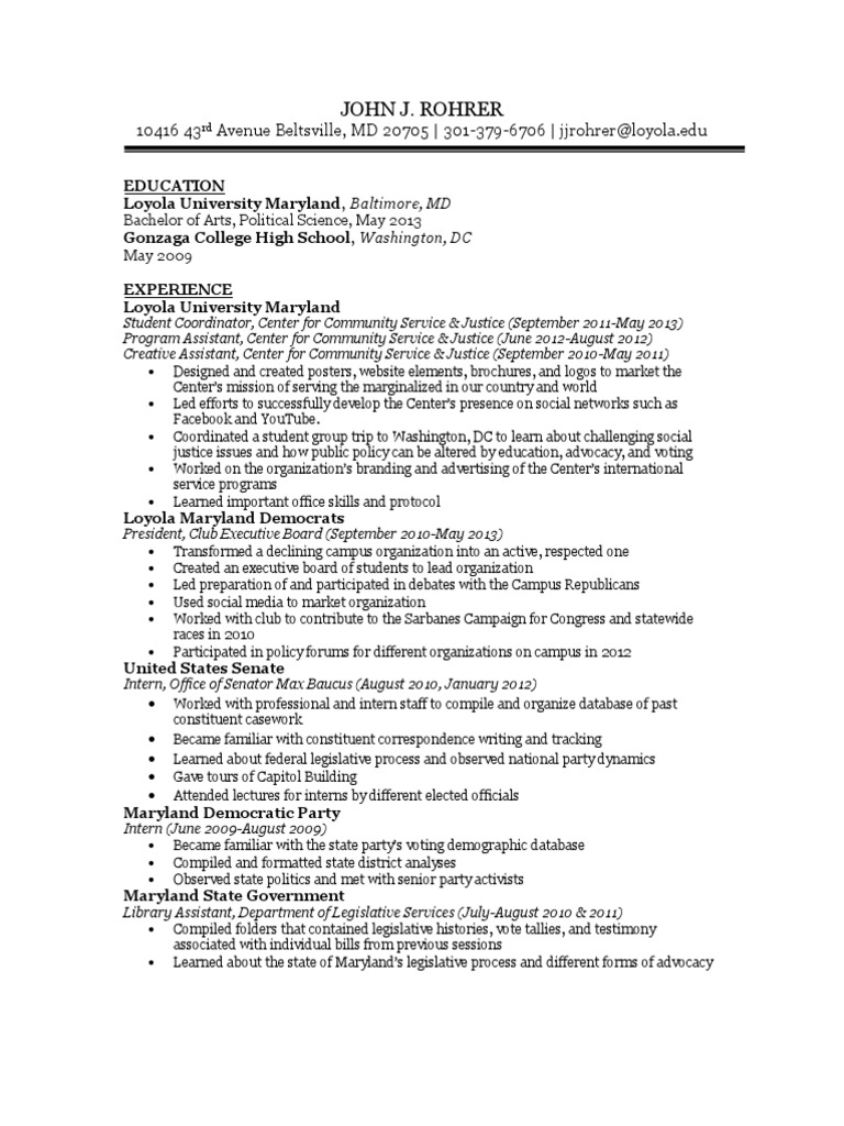 Resume of John J. Rohrer | PDF | Maryland | Social Media